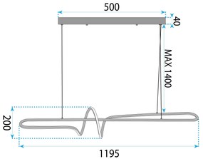Toolight Toolight, LED závěsné osvětlení 118cm, 36W, 3000K, 3500lm, LHJ038-CP, zlatá matná, OSW-50049