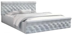 Luxusní postel CHICAGO EKO KŮŽE 180x200 s kovovým zdvižným roštem SVĚTLE ŠEDÁ