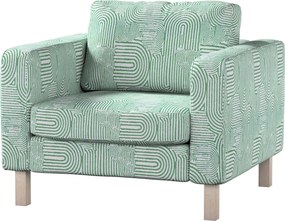 Potah na křeslo IKEA Karlstad, krátký barva zelená látka pletený vzor, vzorované