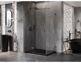 Mexen Lunar T, sklápěcí sprchový kout levý 110 x 70 cm, 8mm čiré sklo, grafitový profil, 834T-110-070-95-00-L