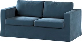Potah na pohovku IKEA Karlstad 2-místná , nerozkládací, dlouhý barva modrá látka lesklé, sametová