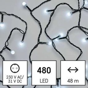 LED Venkovní vánoční řetěz 480xLED/8 funkcí 53m studená bílá IP44