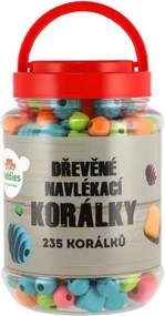 Korálky dřevěné barevné 235 ks