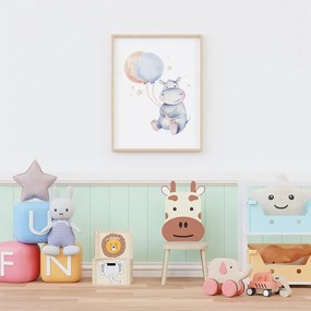 Plakát 'Hrošík s balónky' do dětského pokoje