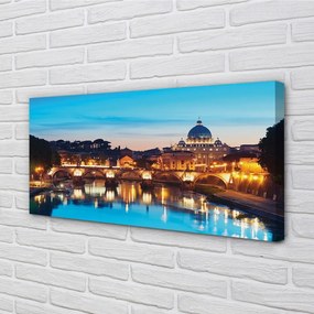 Obrazy na plátně Řím západu slunce říční mosty 120x60 cm