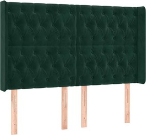 Box spring postel s matrací a LED tmavě zelená 140x200 cm samet 3139748