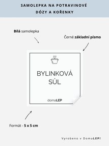 BYLINKOVÁ SŮL – bílá samolepka na dózu, základní písmo, 5 x 5 cm | DomaLEP