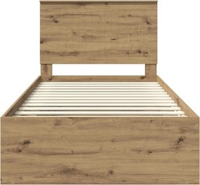 Rám postele Umělecký dub 100 x 200 cm Masivní borové dřevo 3411054