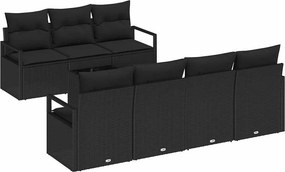 Set pohovek 8 ks 7-Počet míst Černá polyratan 3346293