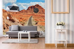 DIMEX | Samolepicí vliesová fototapeta na zeď Silnice v Nevadě MA-5-3024 | 375 x 250 cm | modrá, bílá, oranžová, šedá