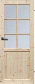 Normandia Interiérové dveře 6S sklo, 60 P, 650 × 1985 mm, masivní dřevo, pravé, borovice, prosklené