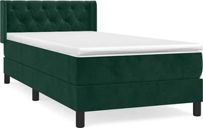 Box spring postel s matrací tmavě zelená 80 x 200 cm samet 3131108