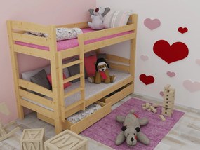 Vomaks Patrová postel PP 019 Rozměr: 90 x 200 cm, Barva: surové dřevo, Prostor mezi lůžky: 80 cm