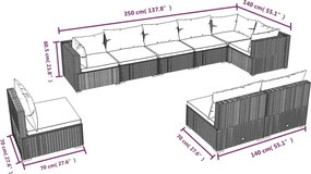 vidaXL 9dílná zahradní sedací souprava s poduškami polyratan [3102562] Barva: Hnědá a krémová