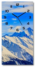Wallmuralia Moderní hodiny nástěnné Hory zima 30x60 cm