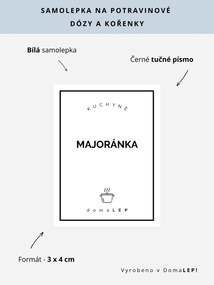 Samolepka na kořenky MAJORÁNKA bílá 3 × 4 cm tučné písmo