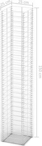 Sada gabionů 3 ks pozinkovaný drát 25 x 25 x 150 cm 141046