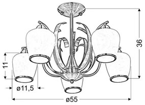 Lustr na tyči OPERA 5xE27/60W/230V