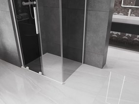Mexen Velar L, sprchový kout s posuvnými dveřmi 100 x 70 cm, 8mm šedé sklo, bílá matná, 871-100-070-43-20