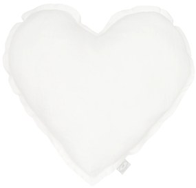 COTTON & SWEETS Polštářek Lněný srdce bílé, 44 cm