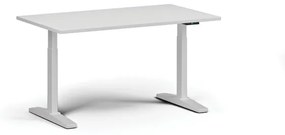 Výškově nastavitelný stůl, elektrický, 675-1325 mm, deska 1400x800 mm, bílá podnož, bílá