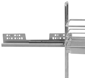 2patrový výsuvný kuchyňský drátěný koš - stříbrný | 17x51x60 cm