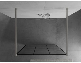 Mexen Kioto, sprchová zástěna Walk-In 120 x 200 cm, 8mm sklo černý vzor, ​​broušená ocel profil, 800-120-002-97-77