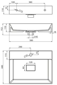 Sapho - Umyvadlo na desku GODIVA 58x44 cm mramor/bílá