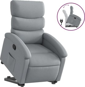 Zvedací polohovací křeslo světle šedé textil 3203978