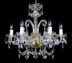 6 Arms desig crystal chandelier with cut crystal almonds and glass horns