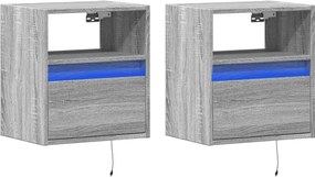 Nástěnné noční stolky s LED osvětlením 2 ks šedé sonoma 3307986