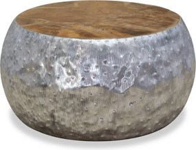Konferenční stolek, hliník a teak, 60x60x30 cm 244549