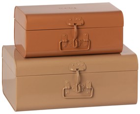 Maileg Plechový kufřík Storage Suitcase Set Powder/Rose 2 ks