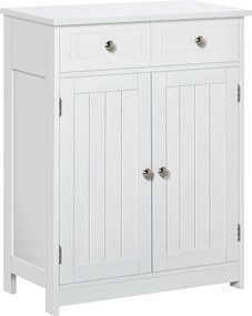 Kleankin Koupelnová Skříňka s Úložným Prostorem, 2 Zásuvky, 2 Dveře a Nastavitelná Polička, Moderní Styl pro Koupelnu a Ložnici, 60x30x75 cm