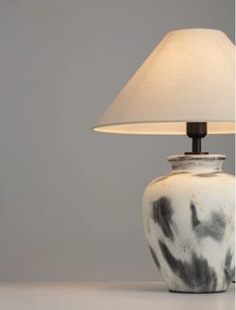 Bílá/šedá keramická stolní lampa s textilním stínidlem (výška 55 cm) Lupe – Nova Luce