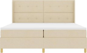Postel s boxspringem s čelo Krémová 200 x 200 cm textil 3341859