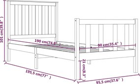 vidaXL Rám postele masivní borovice 90 x 190 cm Single [3103877] Barva: Černá