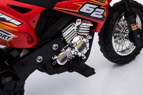 Ramiz Dětská motorka Cross na baterie červená + pomocná kolečka + LED zvuky