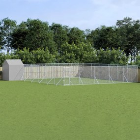 Venkovní psí kotec se střechou stříbrný 12 x 12 x 2,5 m ocel 3190482