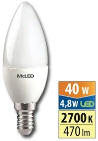 LED žárovka E14 McLED 4,8W (40W) teplá bílá (2700K) svíčka ML-323.027.87.0