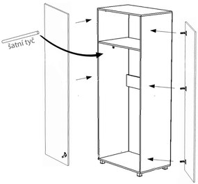 CALABRINI b | šatní skříň SZ2D | 80 cm | bílá lesk