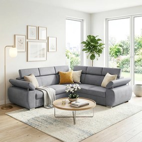 Sedací souprava BASTON | 260x260 cm | rozkládací + úložný prostor na pravo | VÝBĚR TKANIN