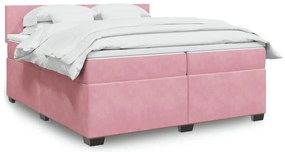 Box spring postel s matrací růžová 200x200 cm samet 3286401