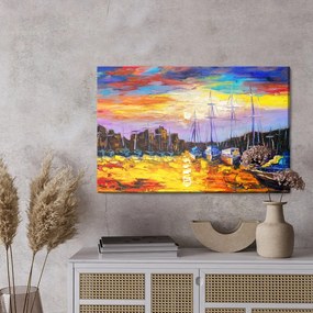 Obraz Námořní Lodě A Západ Slunce Nedostatek Nedostatek Plátno Canvas 120x80
