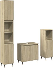 3dílný set koupelnového nábytku dub sonoma kompozitní dřevo 3307673