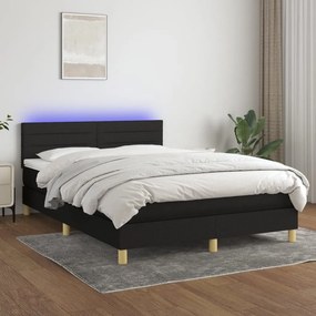 Box spring postel s matrací a LED černá 140x190 cm textil 3133791