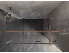 Mexen Lunar T, pravý výklopný sprchový kout 140 x 110 cm, 8mm čiré sklo, profil měděná matná, 834T-140-110-65-00-P