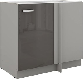 GREY gr | dolní skříňka 105 ND 1F rohová s policí | 105x60 cm | světle šedá/tmavě šedá lesk