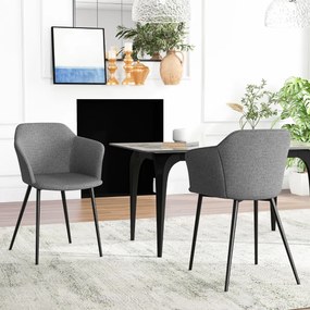 Costway Sada 2 jídelních židlí čalouněné židle s ergonomickým opěradlem šedé