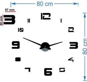 Nástěnné hodiny samolepicí velké Moderní hodiny | SENTOP 12P021 PLEXI 2D